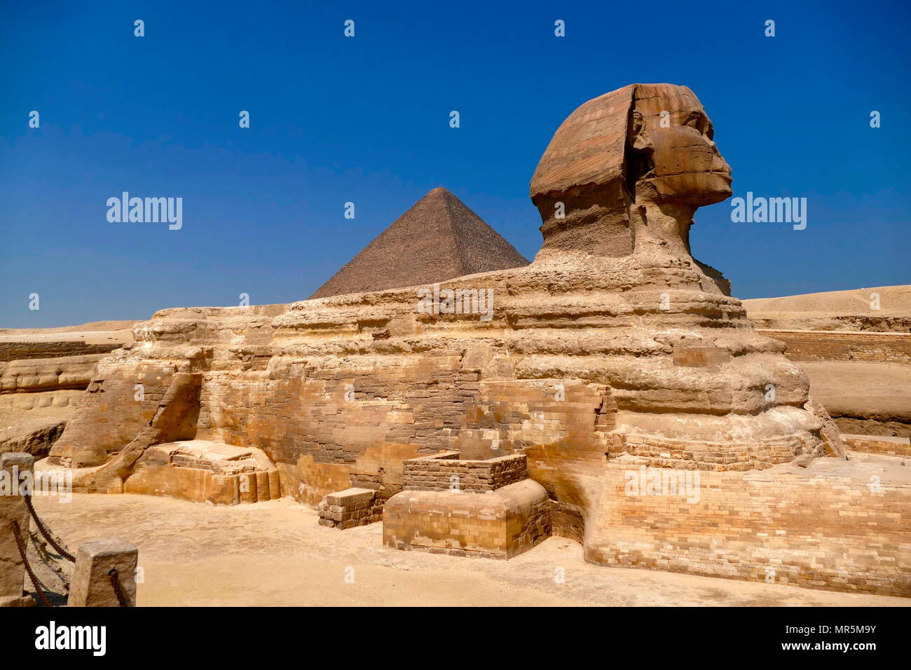 The Great Sphinx of Giza. limestone statue of a reclining sphinx, a ...