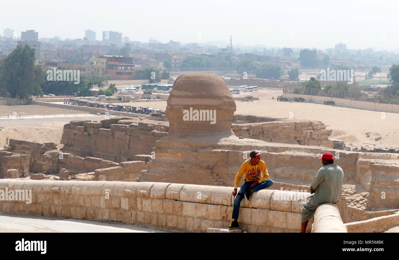 The Great Sphinx of Giza. limestone statue of a reclining sphinx, a ...
