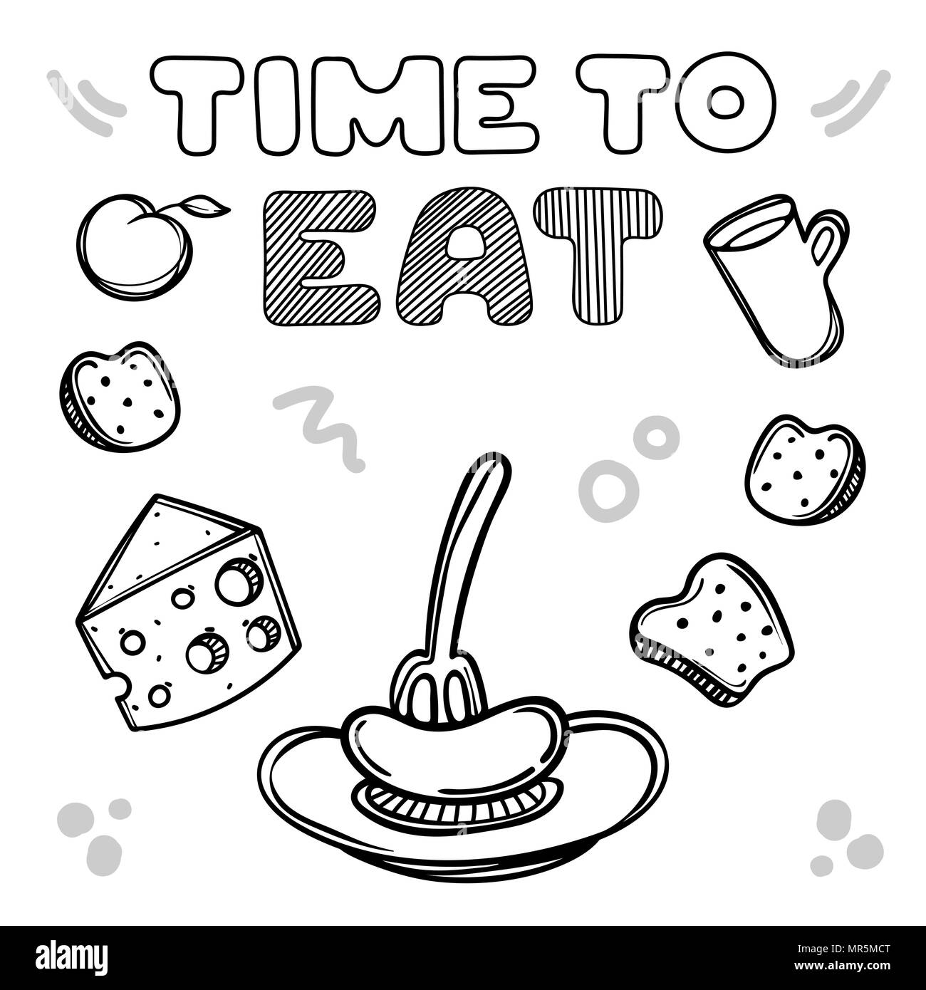 Time To Eat Hand Drawn Poster Card Stock Vector Image And Art Alamy