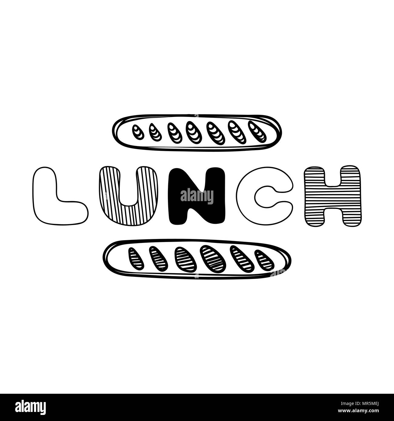 Hand drawn lunch logo for cafe with bread Stock Vector Image & Art - Alamy