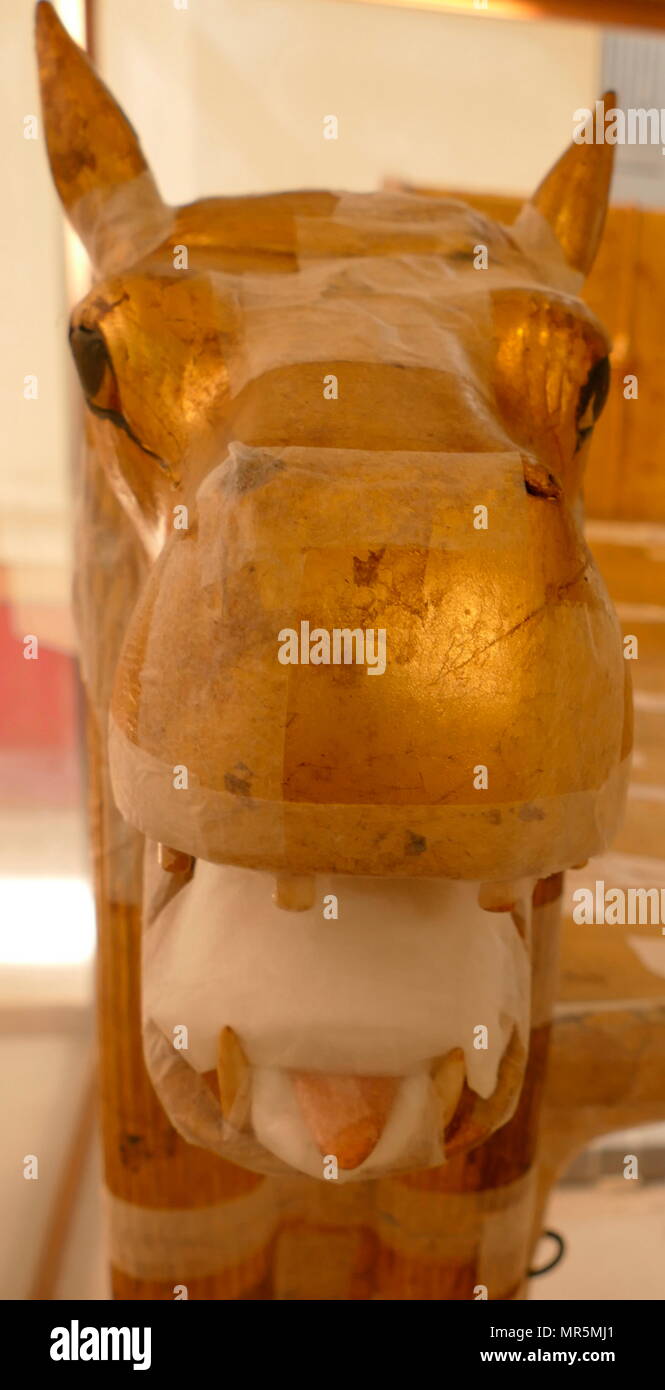 Guardian creature embellishing the Gilded bed of King Tutankhamen ...