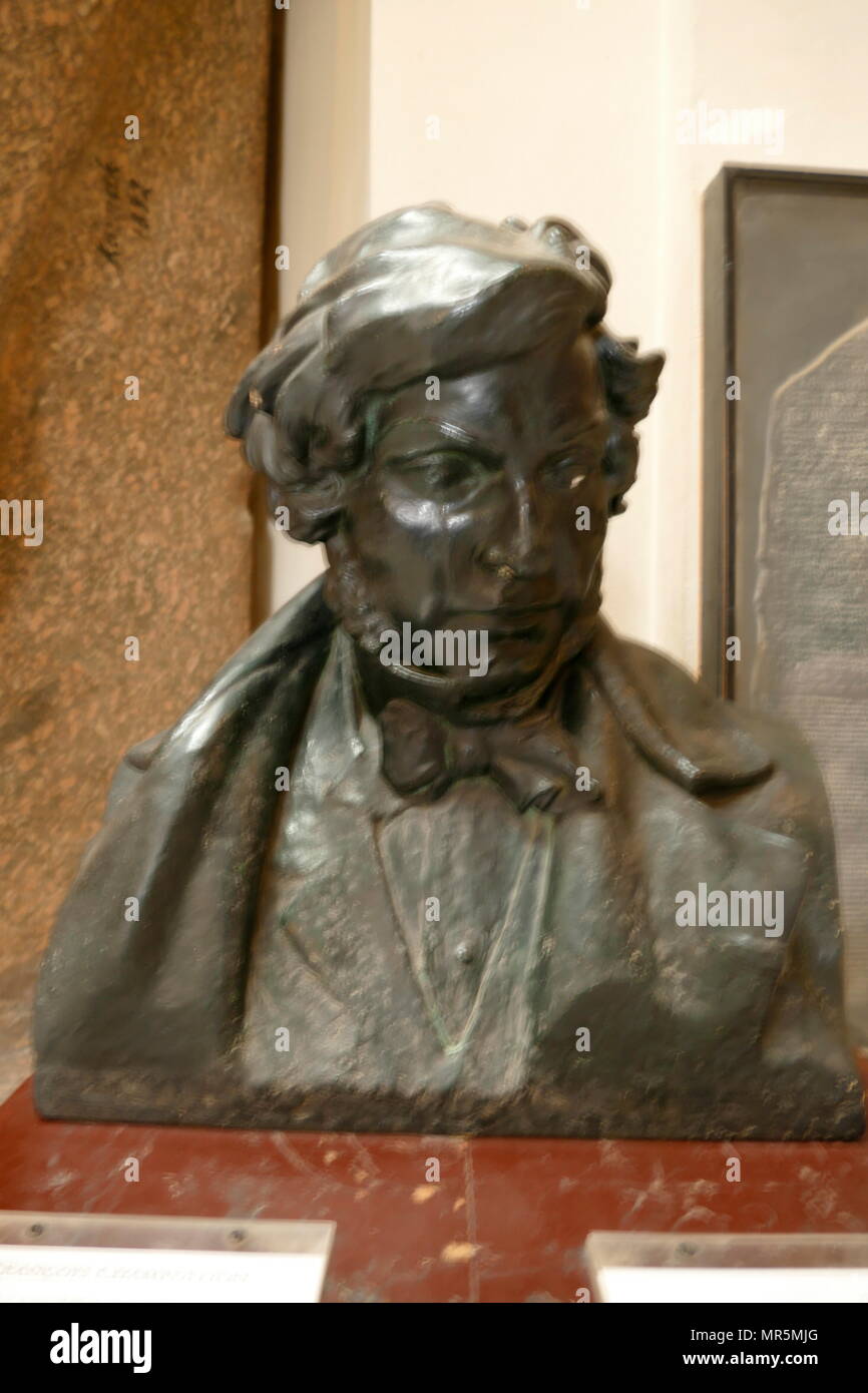 Bronze bust of Jean-François Champollion (1790 – 1832); French scholar ...