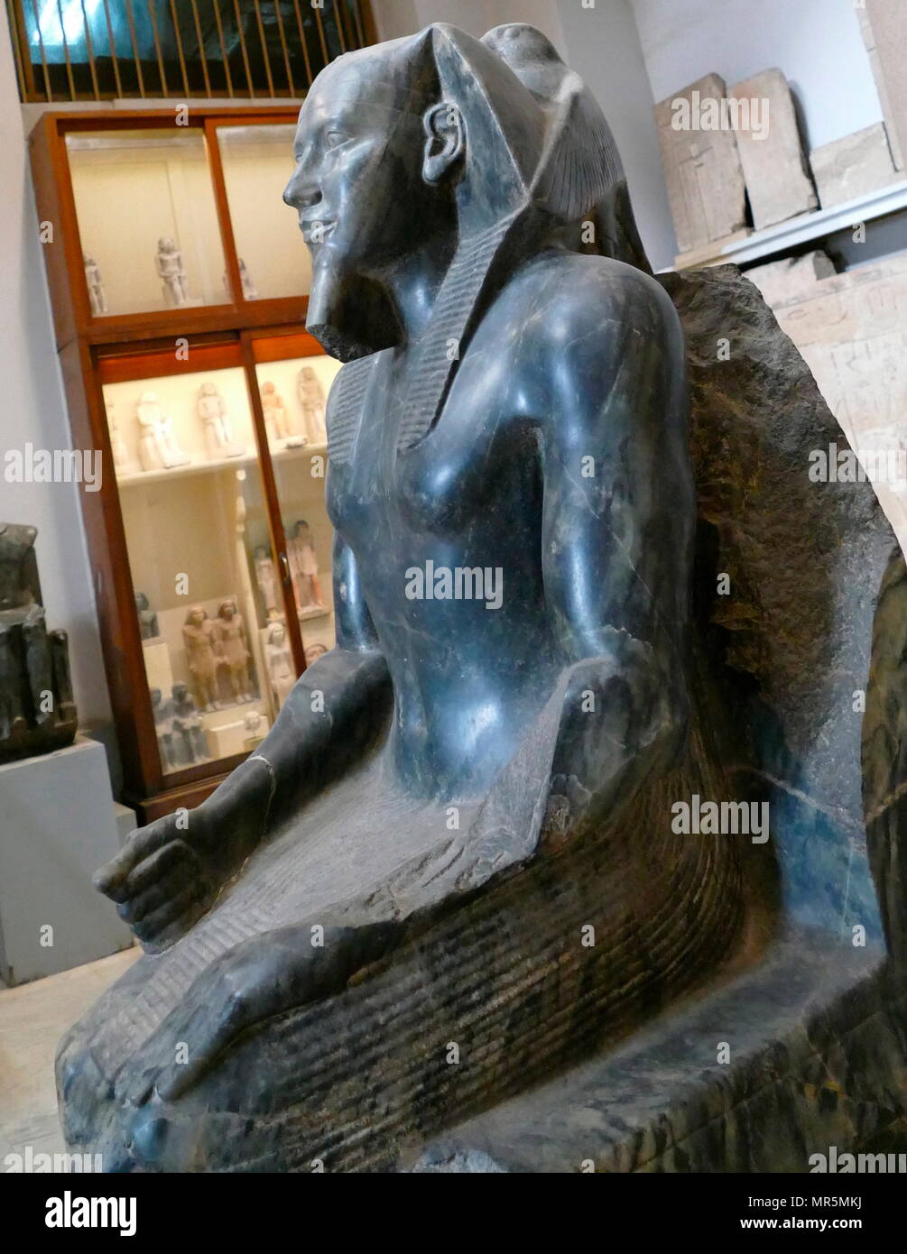Diorite statue of King Cephren, builder of the second Pyramid at Giza ...