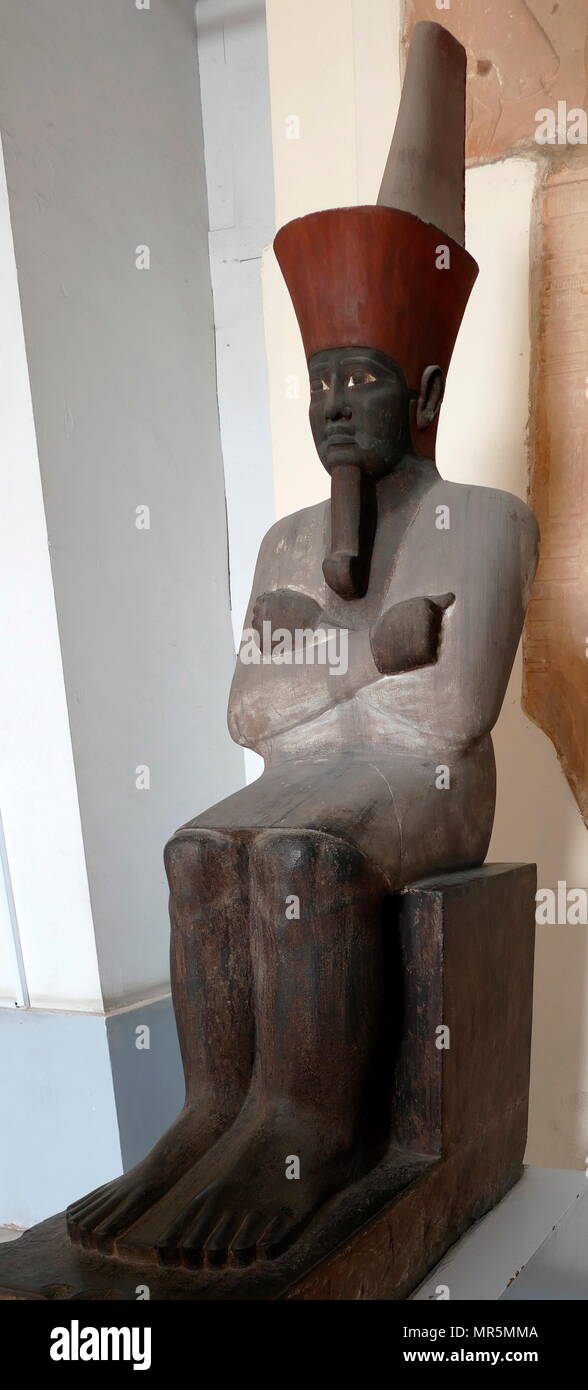 Painted sandstone sculpture of King Nebhepetre Mentuhotep II (reigned c ...