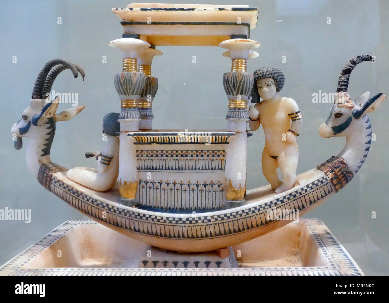 Alabaster model of Funerary Boat from tomb of Tutankhamen. From the ...