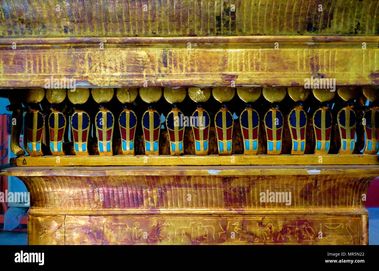 Detail from the gilded case housing the canopic shrine and jars of King ...