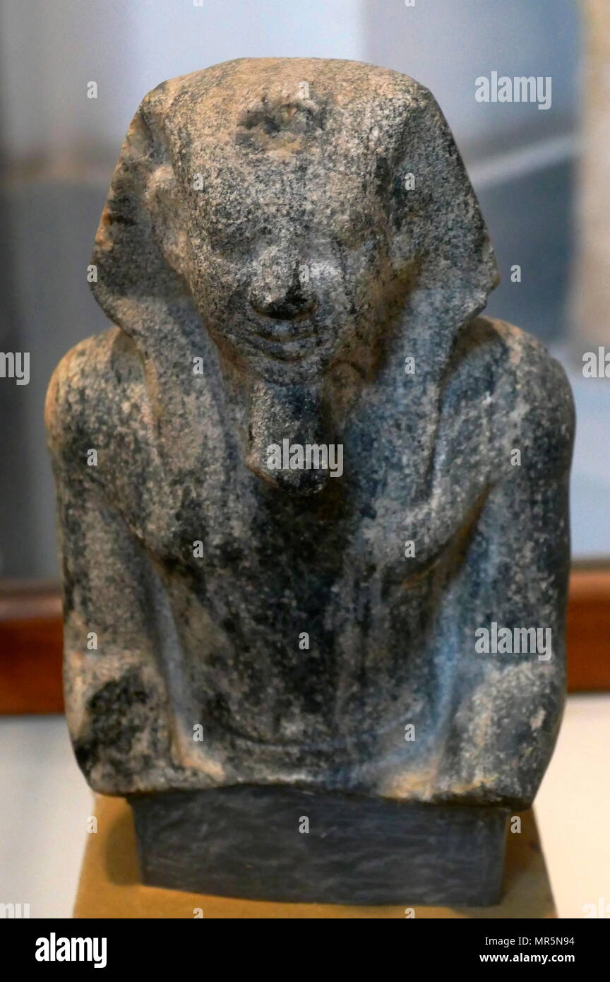 Diorite statuette of King Menkaure, an ancient Egyptian king (pharaoh ...