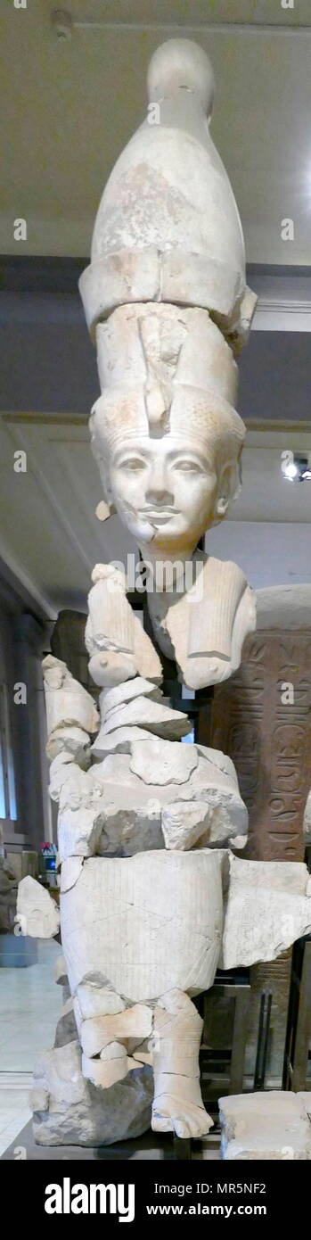 Monumental Limestone Dyad statue representing Mut, from Karnak. from ...