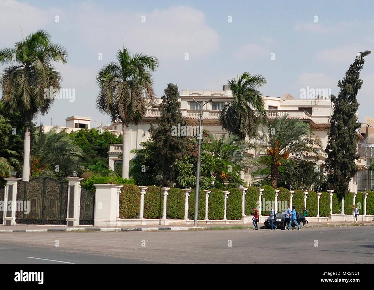 Gated and walled garden to a wealthy house in Heliopolis, an exclusive ...