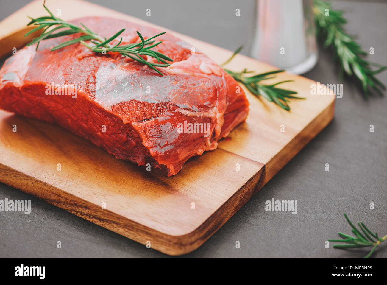 Raw beef cooking with ingredients. Top view with copy space Stock Photo ...