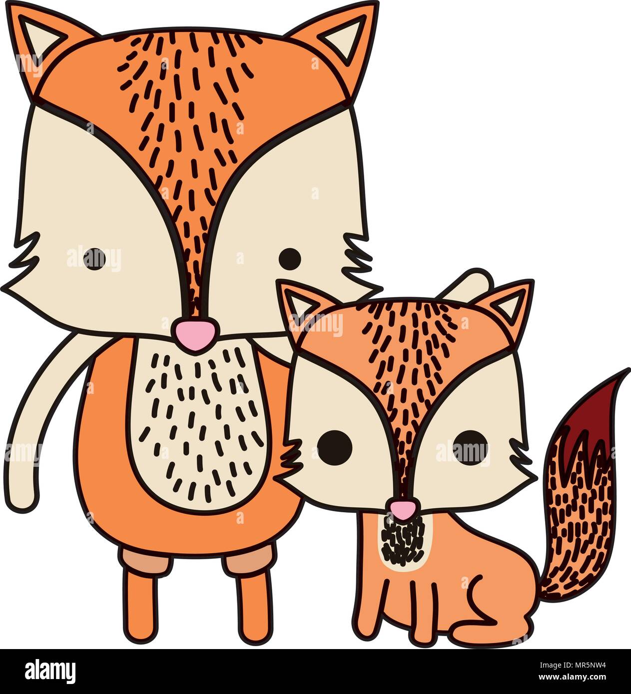 color fox father with his child cute animal Stock Vector Image & Art ...