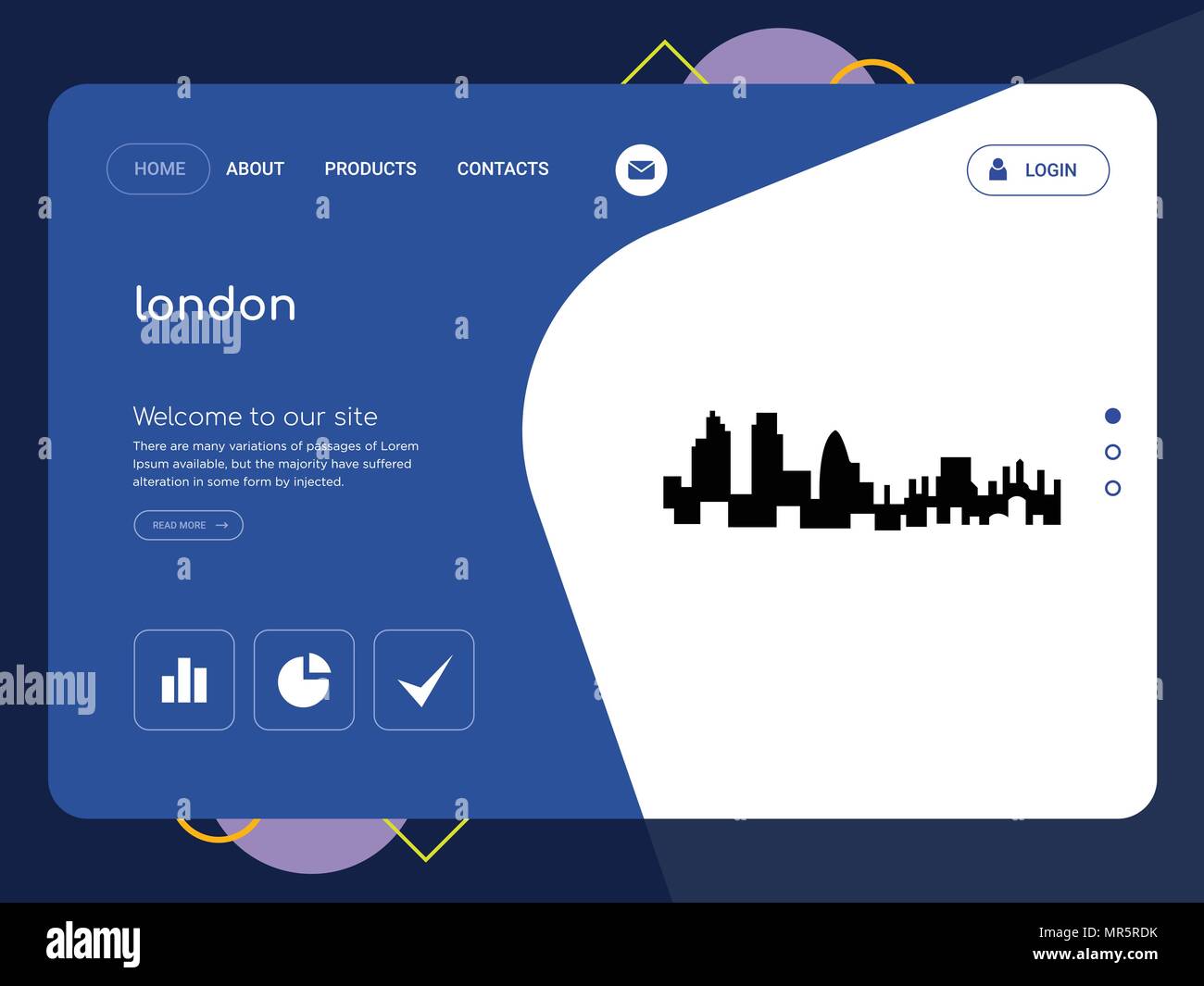 Quality One Page london Website Template Vector Eps, Modern Web Design ...