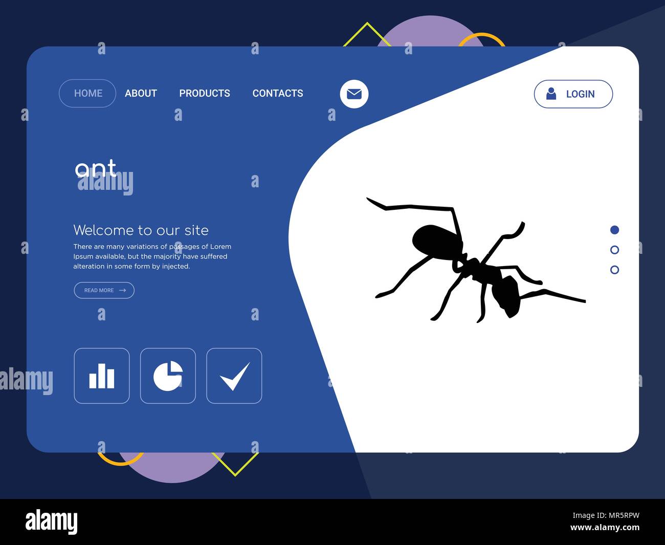 Quality One Page ant Website Template Vector Eps, Modern Web Design with flat UI elements and ...