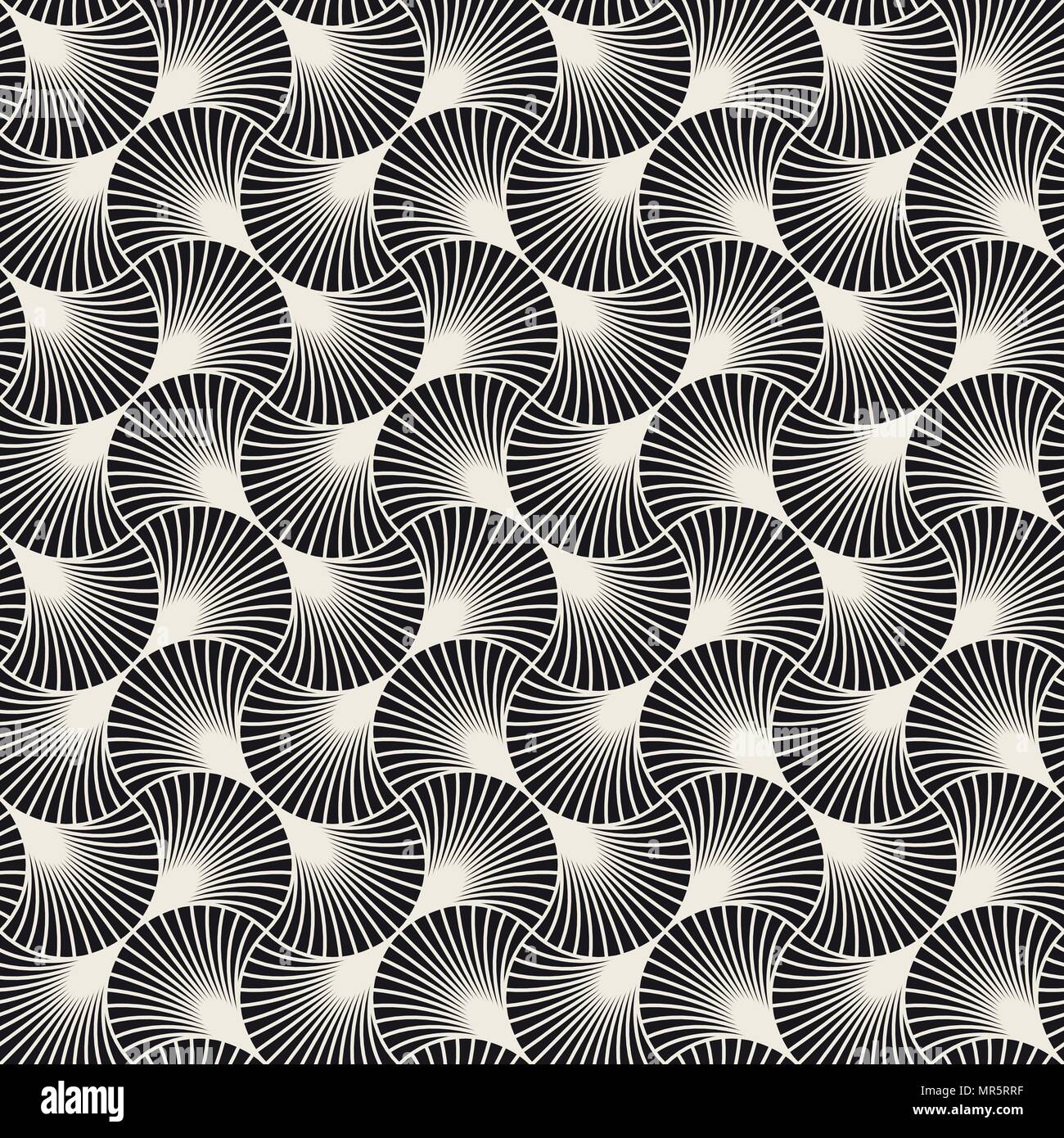 Vector Seamless Vintage Pattern Of Overlapping Arcs In Art Deco Style Modern Stylish Abstract