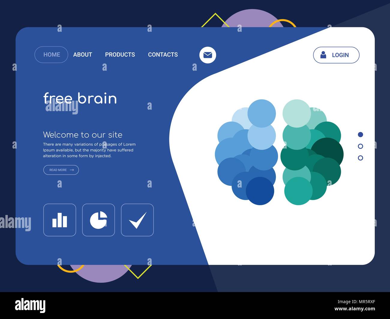 Quality One Page free brain Website Template Vector Eps, Modern Web ...