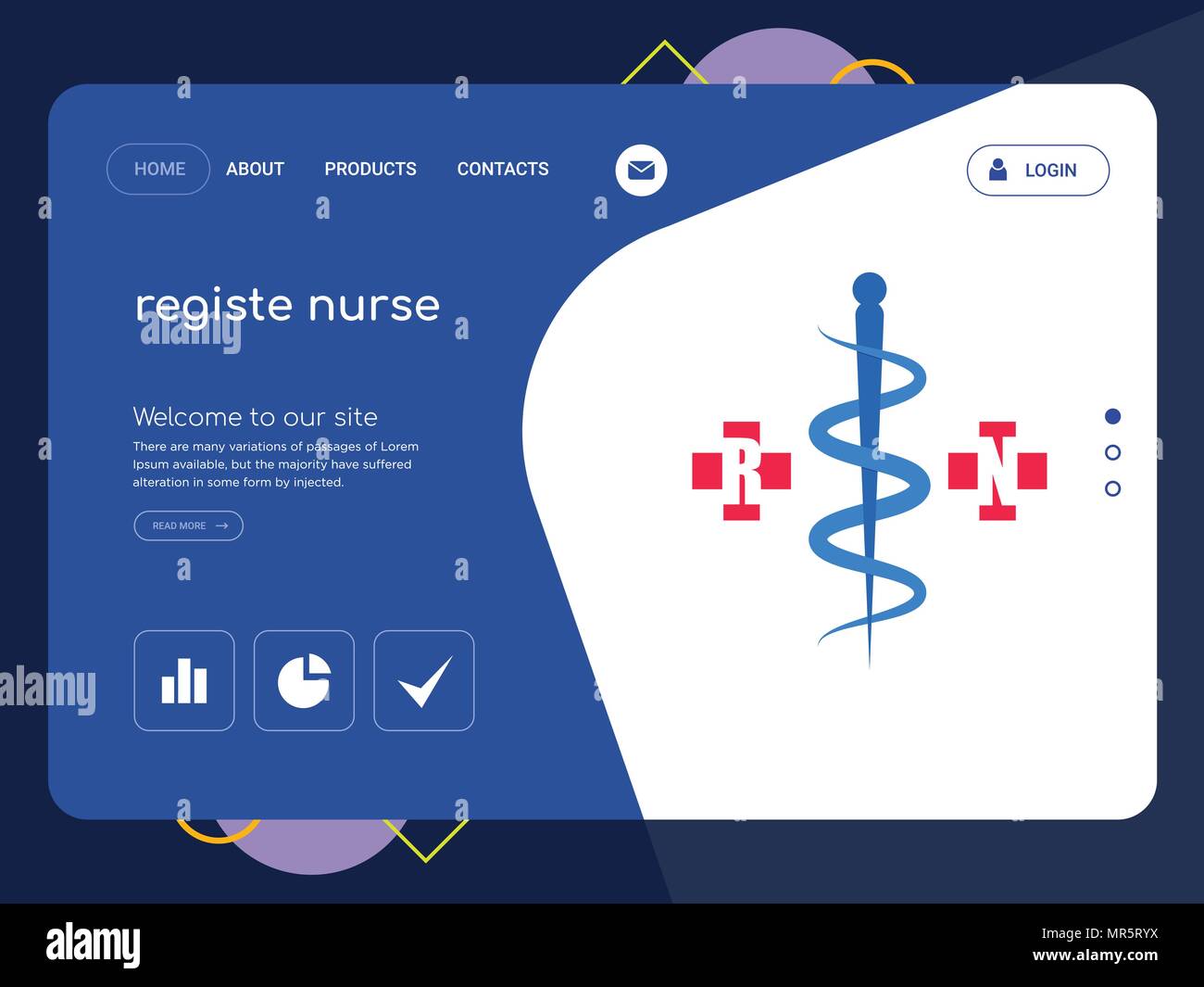 Quality One Page registe nurse Website Template Vector Eps, Modern Web ...
