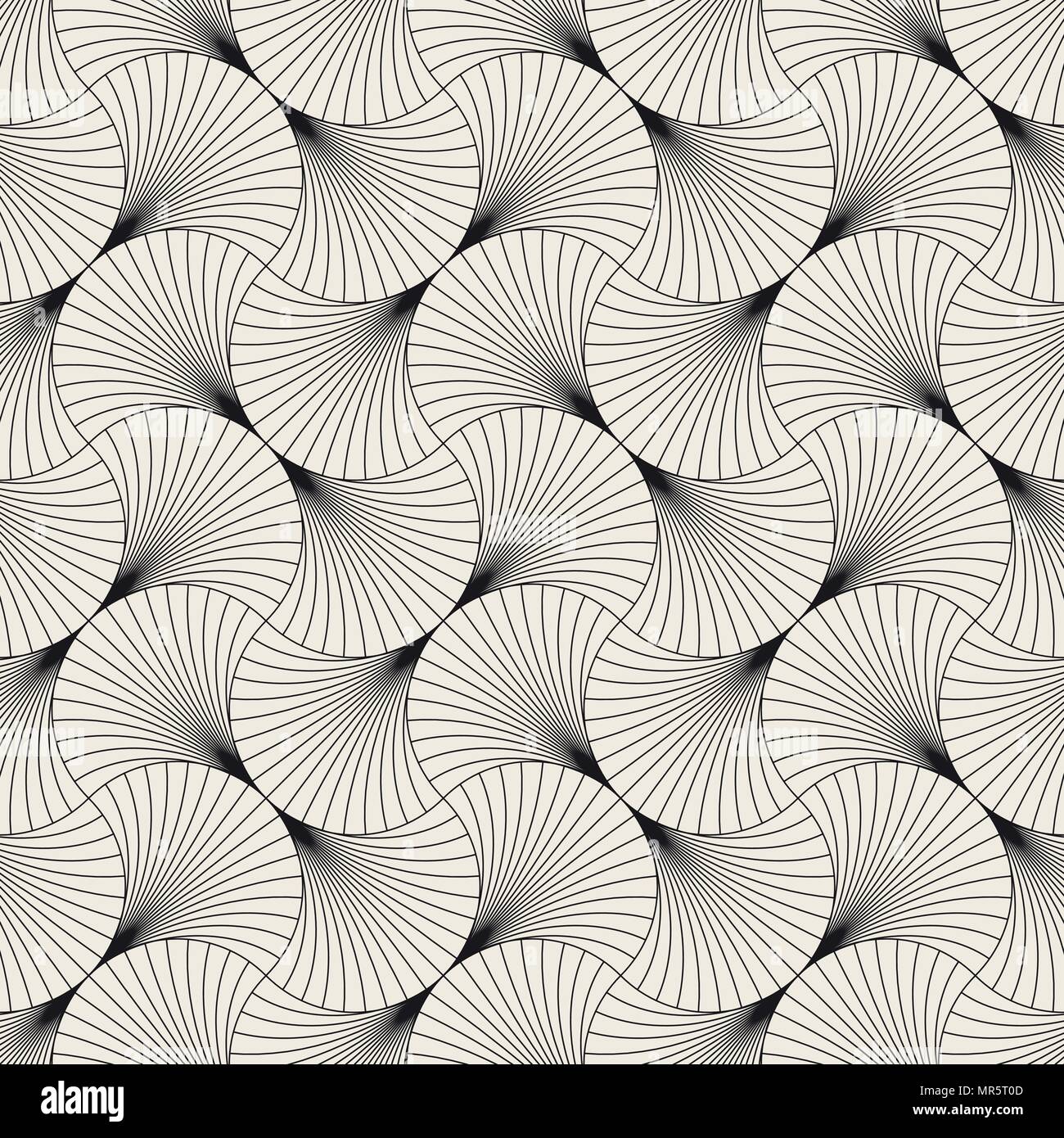 Vector Seamless Vintage Pattern Of Overlapping Arcs In Art Deco Style Modern Stylish Abstract