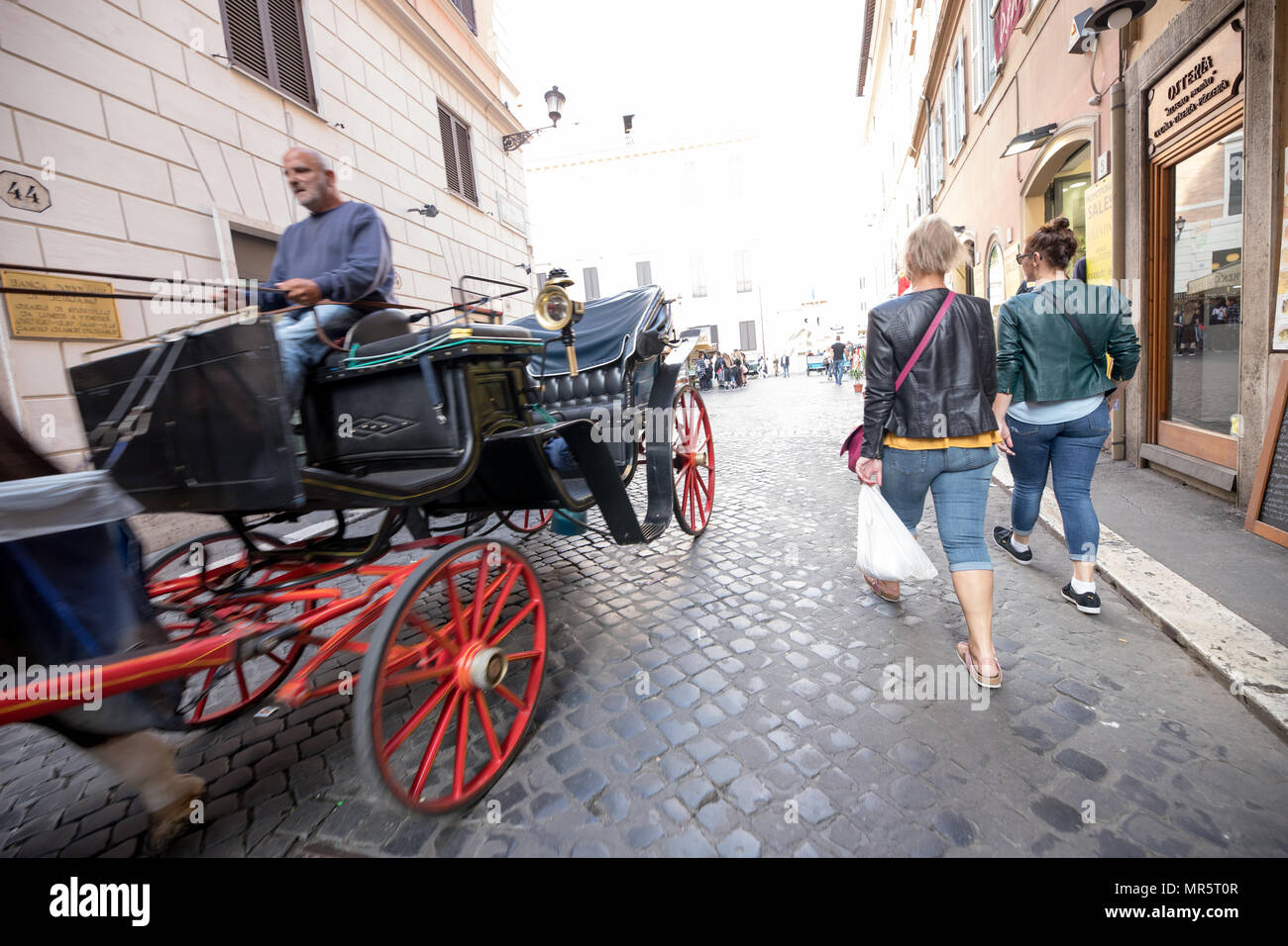 Rome Italy, tourists walking in street, visiting the capital city Stock ...