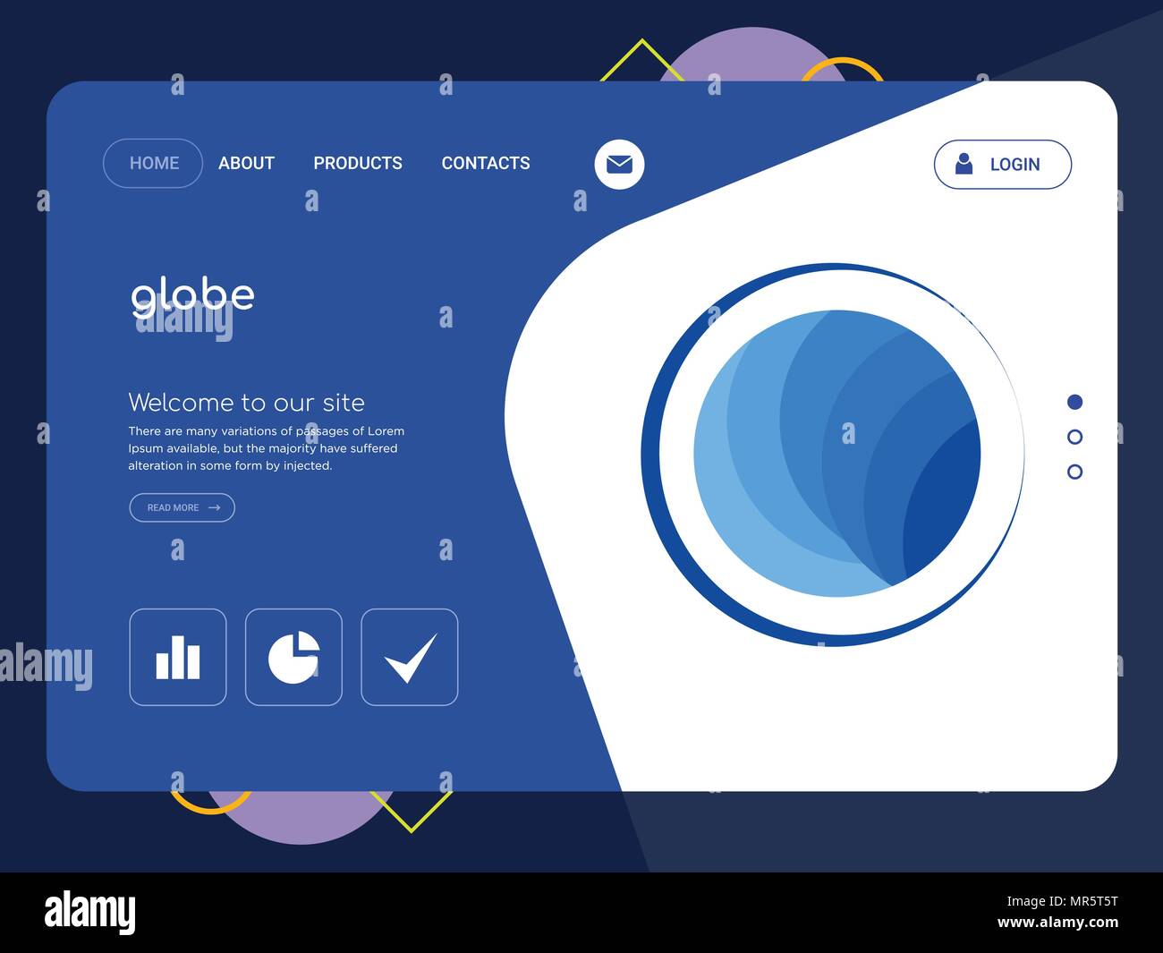 Quality One Page globe Website Template Vector Eps, Modern Web Design ...