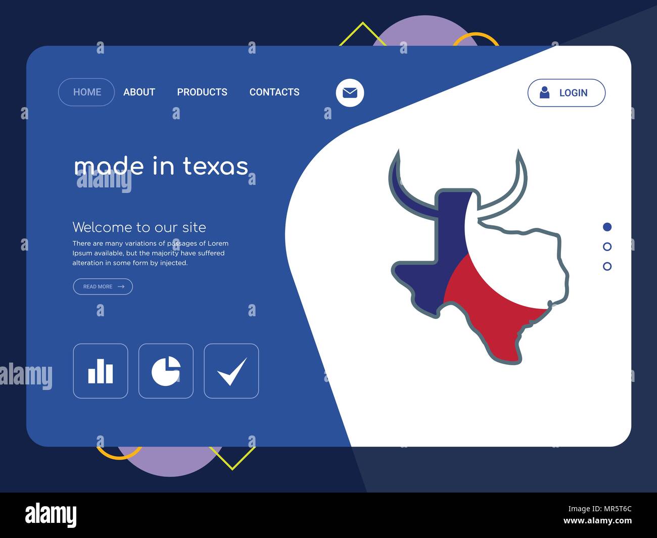Quality One Page made in texas Website Template Vector Eps, Modern Web ...