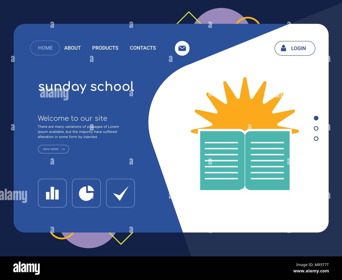 Quality One Page sunday school Website Template Vector Eps, Modern Web ...