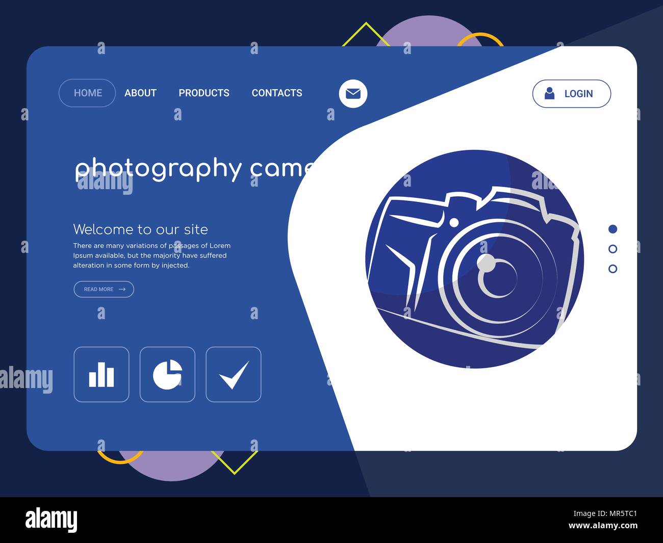 Quality One Page photography camera Website Template Vector Eps, Modern ...