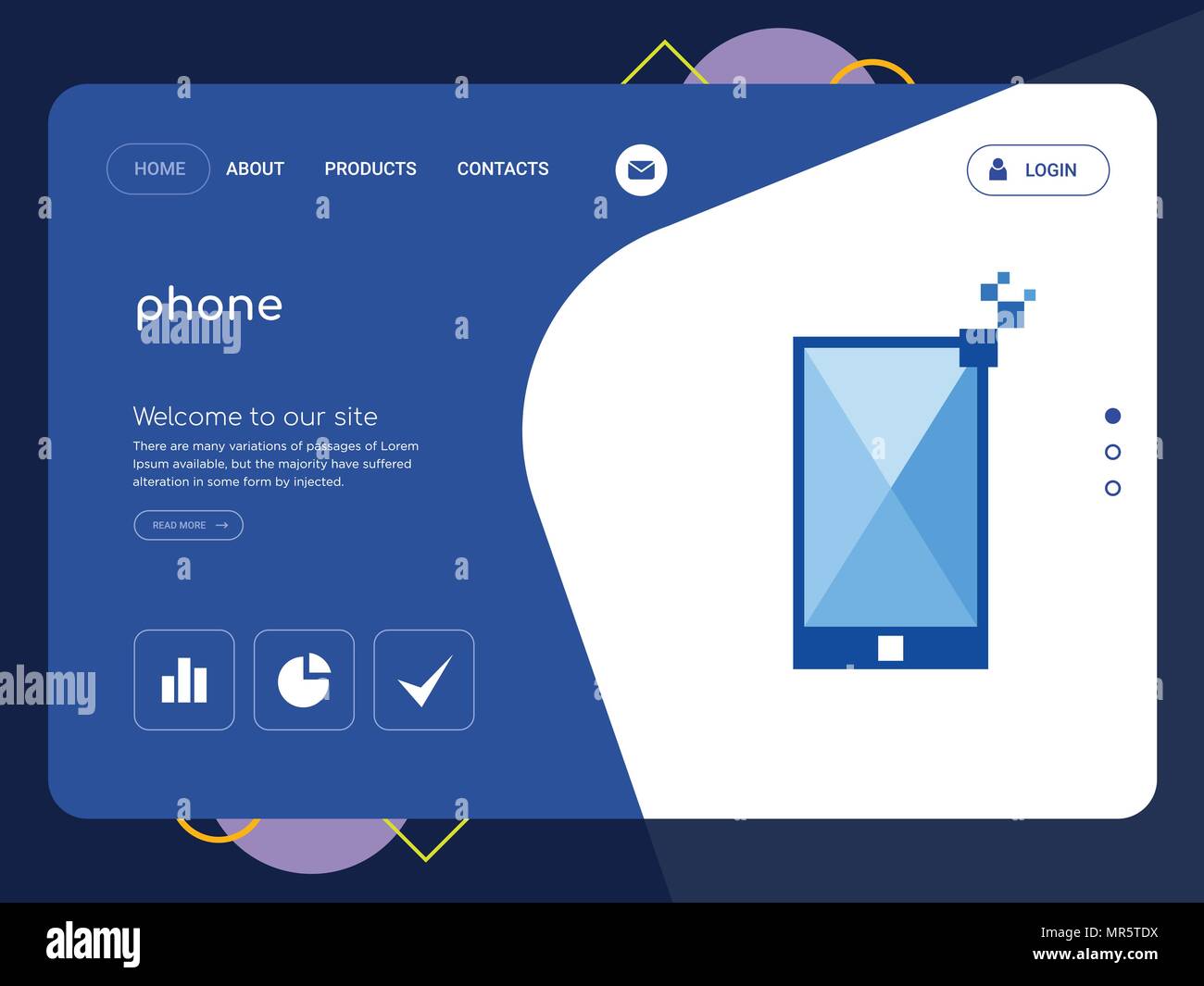 Quality One Page phone Website Template Vector Eps, Modern Web Design ...