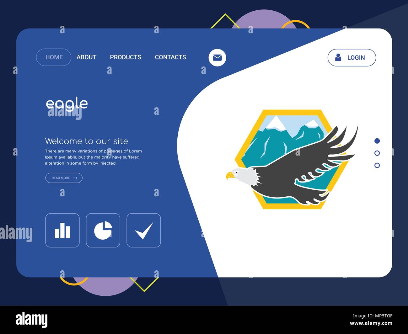Quality One Page eagle Website Template Vector Eps, Modern Web Design with flat UI elements and ...