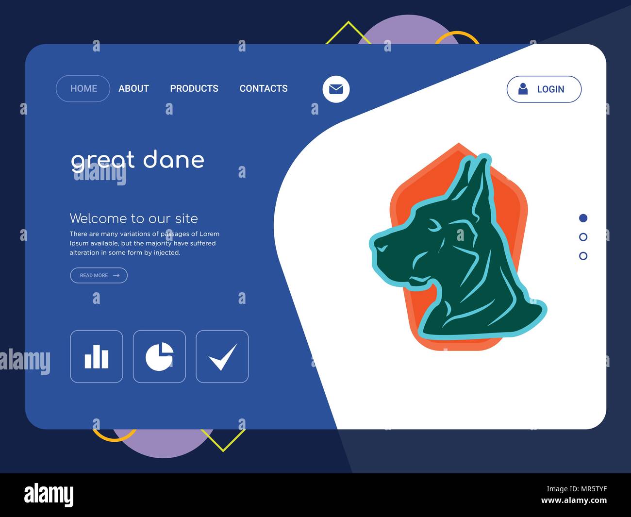 Quality One Page great dane Website Template Vector Eps, Modern Web ...