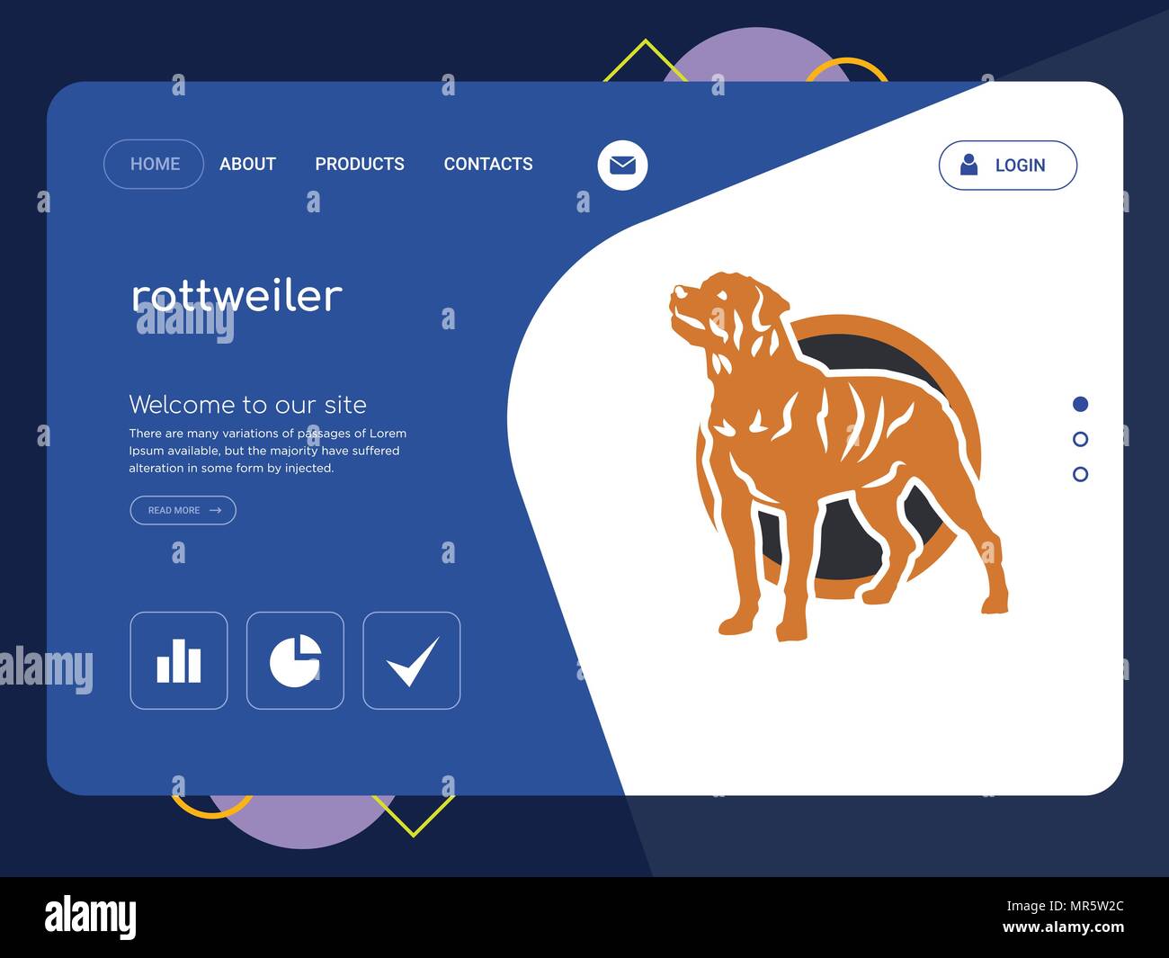 Quality One Page rottweiler Website Template Vector Eps, Modern Web ...