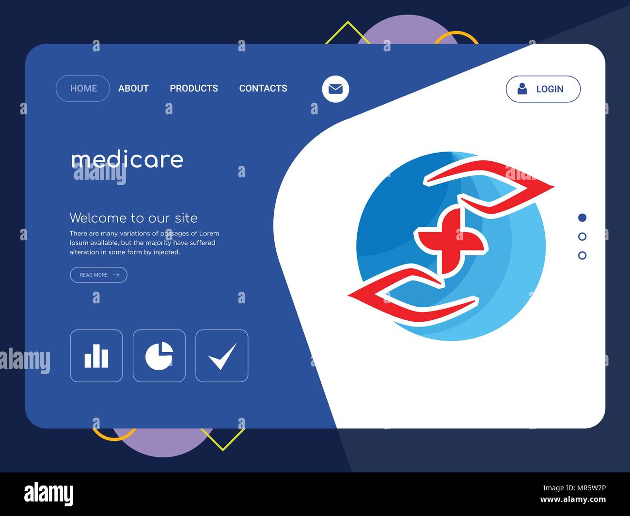Quality One Page medicare Website Template Vector Eps, Modern Web ...