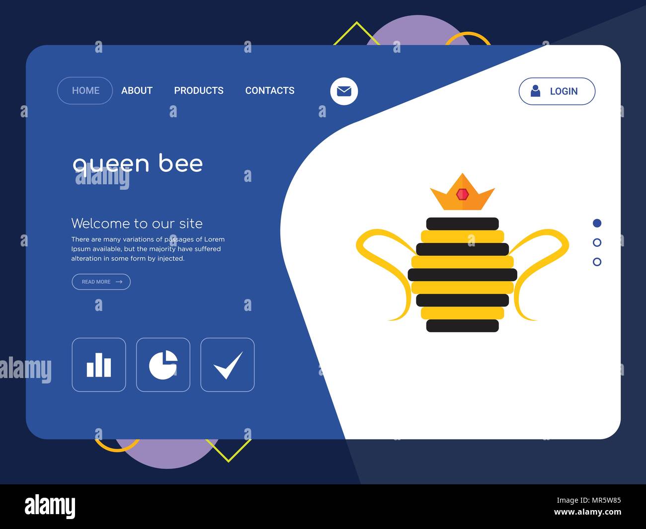 Quality One Page queen bee Website Template Vector Eps, Modern Web ...