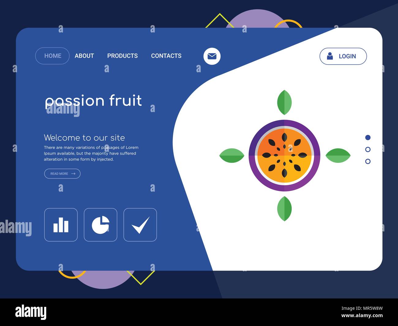 Quality One Page passion fruit Website Template Vector Eps, Modern Web ...