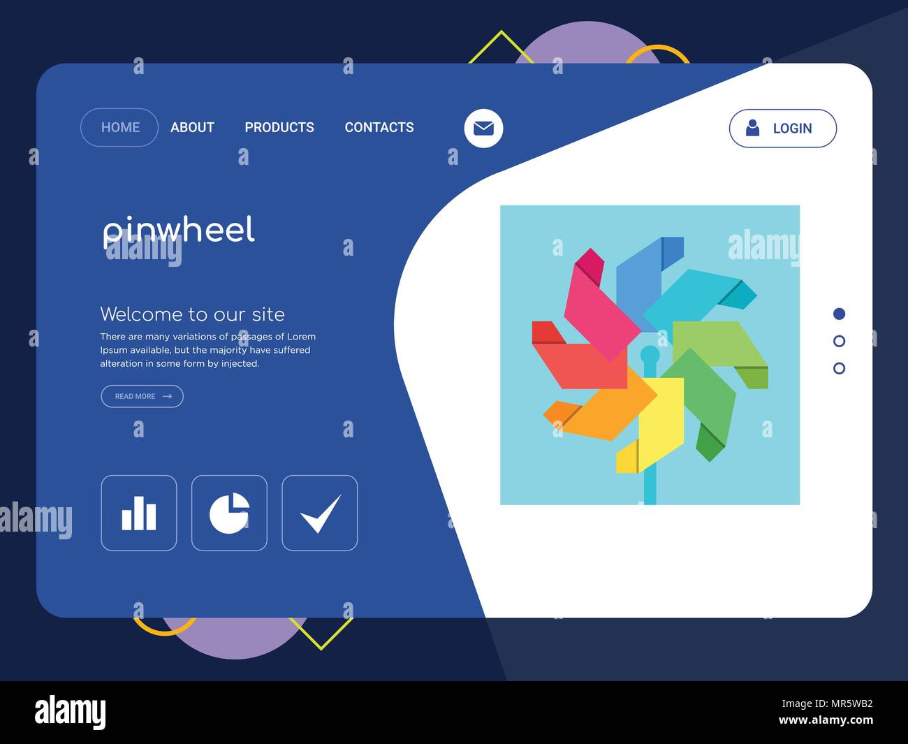 Quality One Page pinwheel Website Template Vector Eps, Modern Web ...
