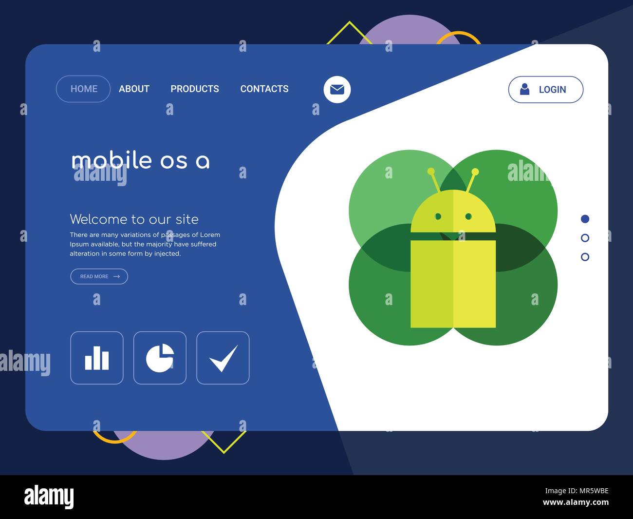 Quality One Page mobile os a Website Template Vector Eps, Modern Web ...