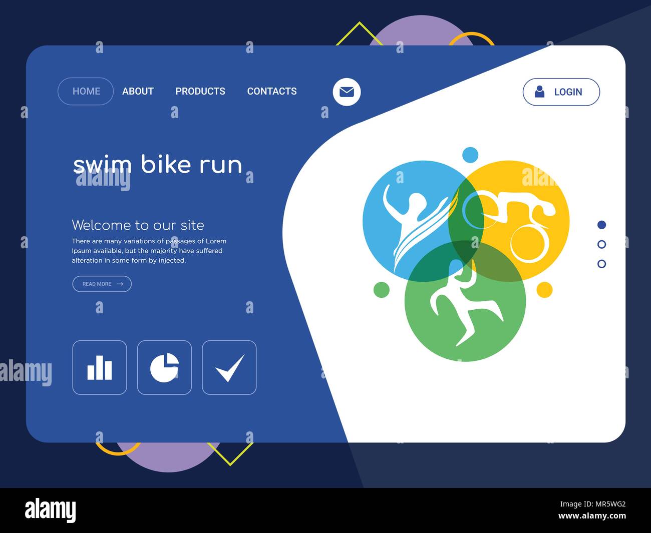 Quality One Page swim bike run Website Template Vector Eps, Modern Web ...