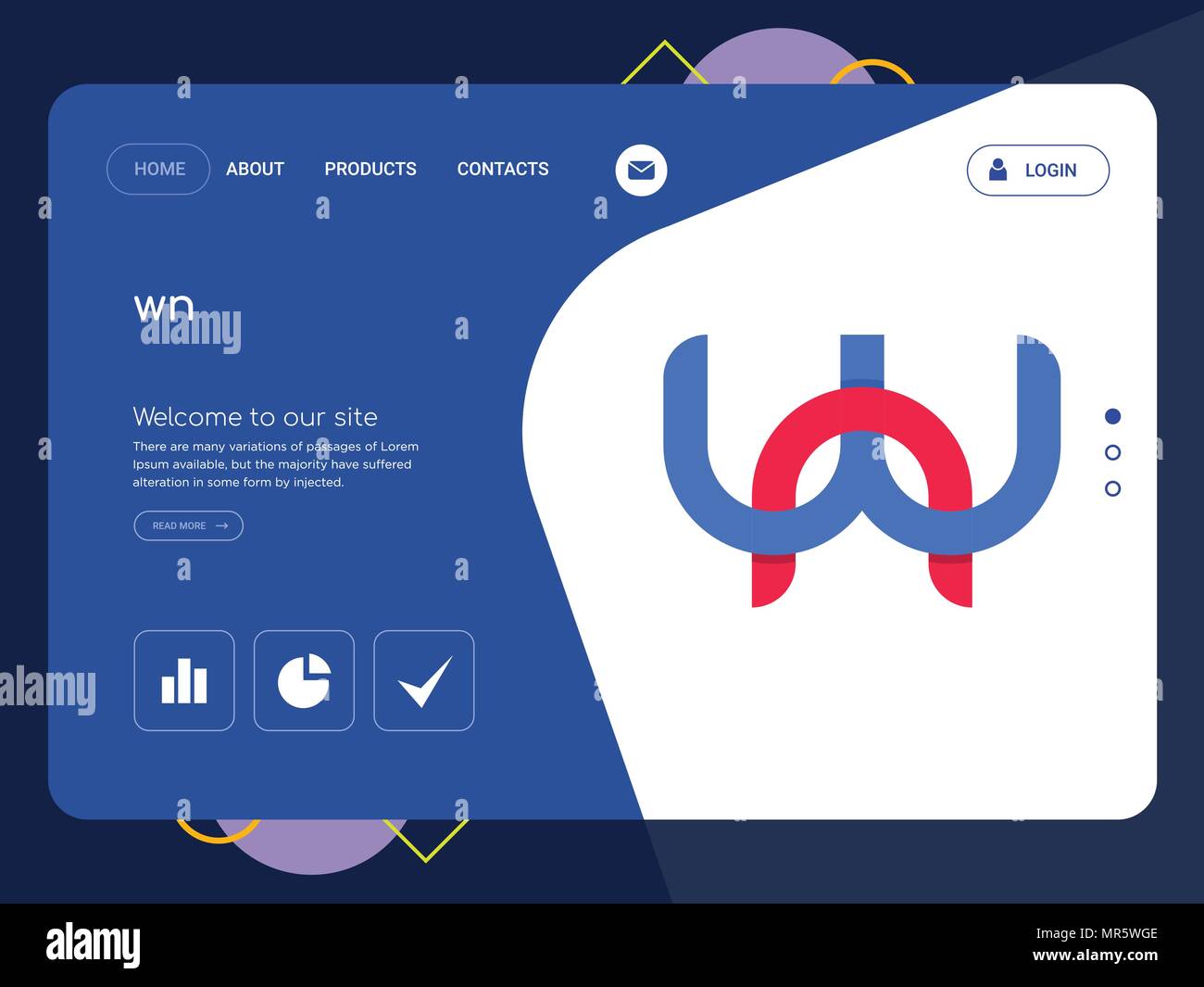 Quality One Page wn Website Template Vector Eps, Modern Web Design with flat UI elements and ...
