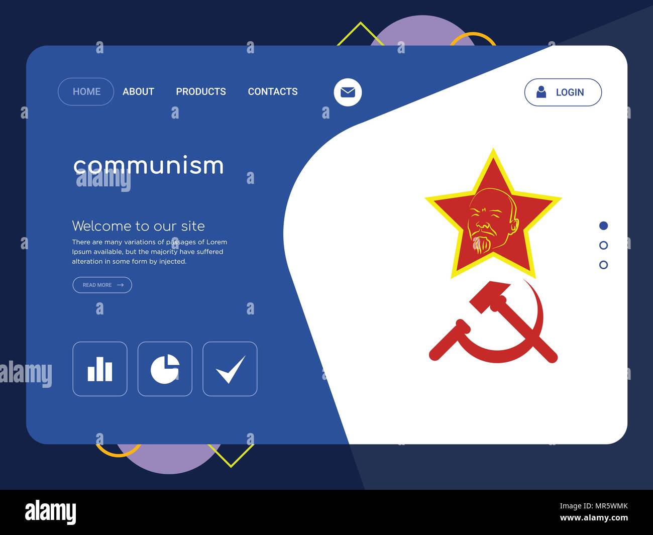 Quality One Page communism Website Template Vector Eps, Modern Web ...