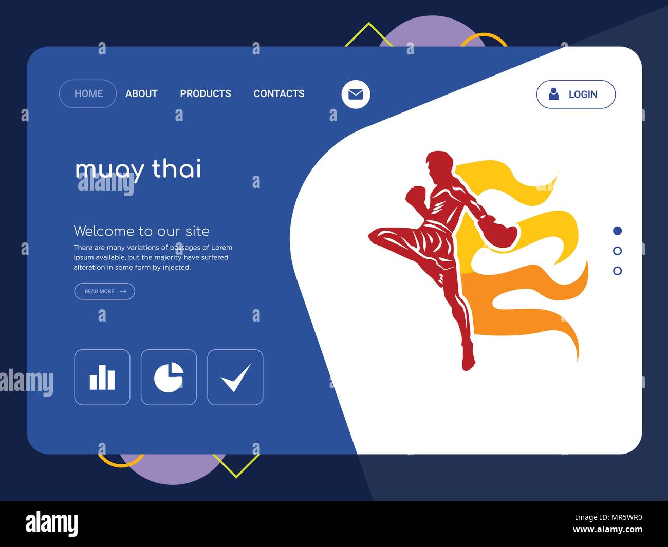 Quality One Page muay thai Website Template Vector Eps, Modern Web ...