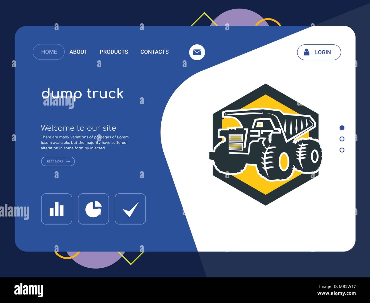 Quality One Page dump truck Website Template Vector Eps, Modern Web ...