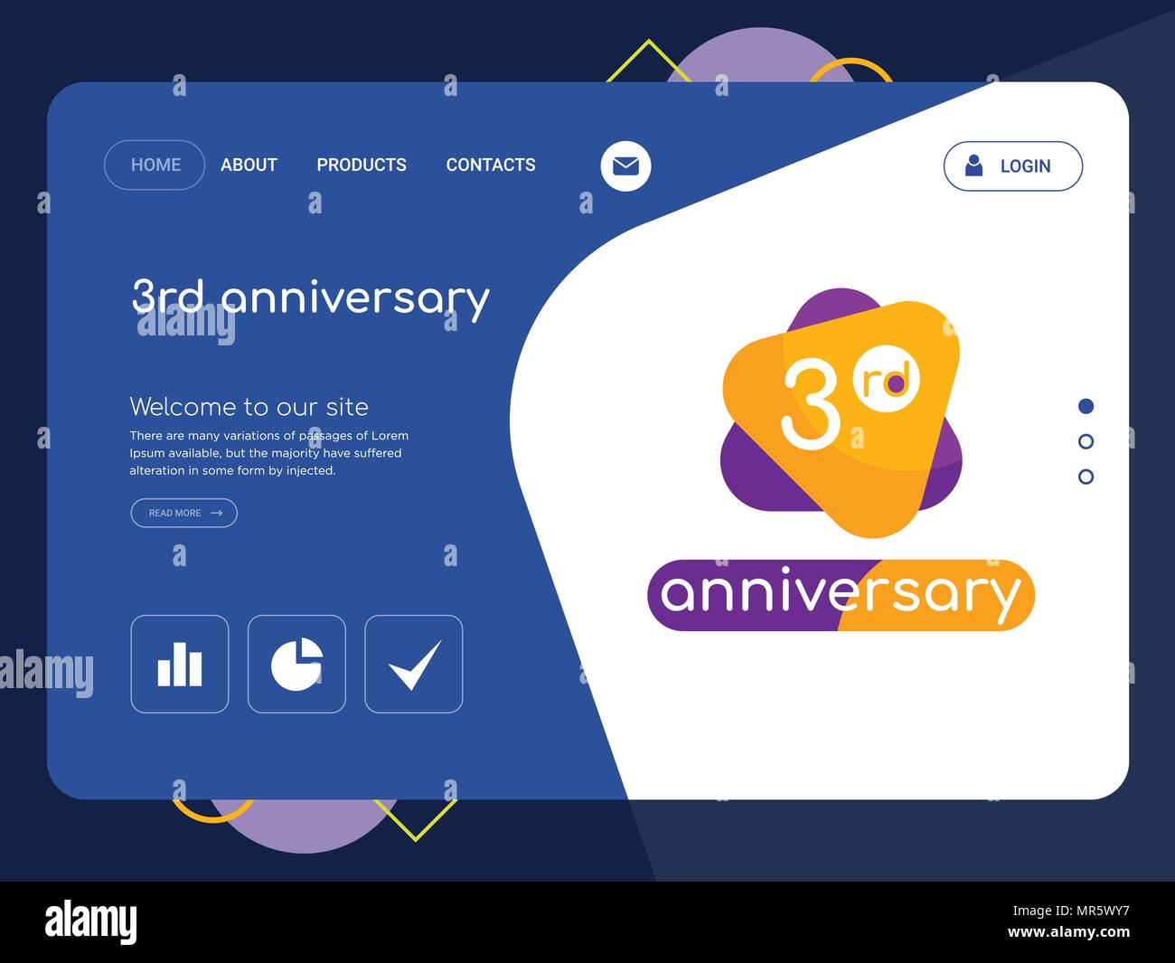 Quality One Page 3rd anniversary Website Template Vector Eps, Modern ...