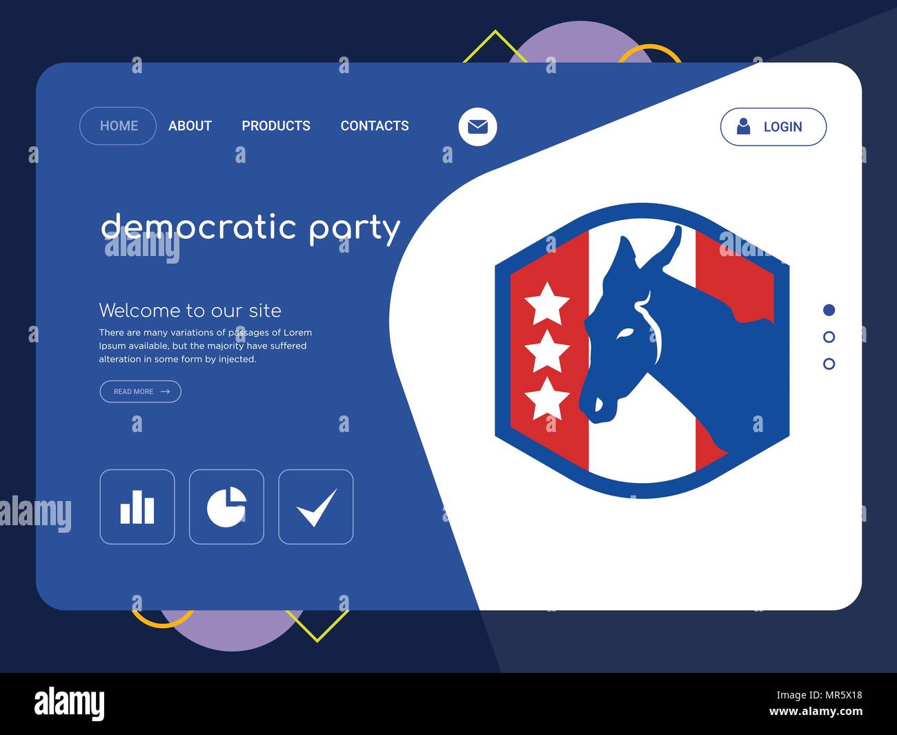 Quality One Page democratic party Website Template Vector Eps, Modern ...