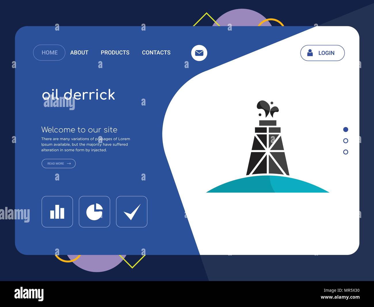 Quality One Page oil derrick Website Template Vector Eps, Modern Web ...