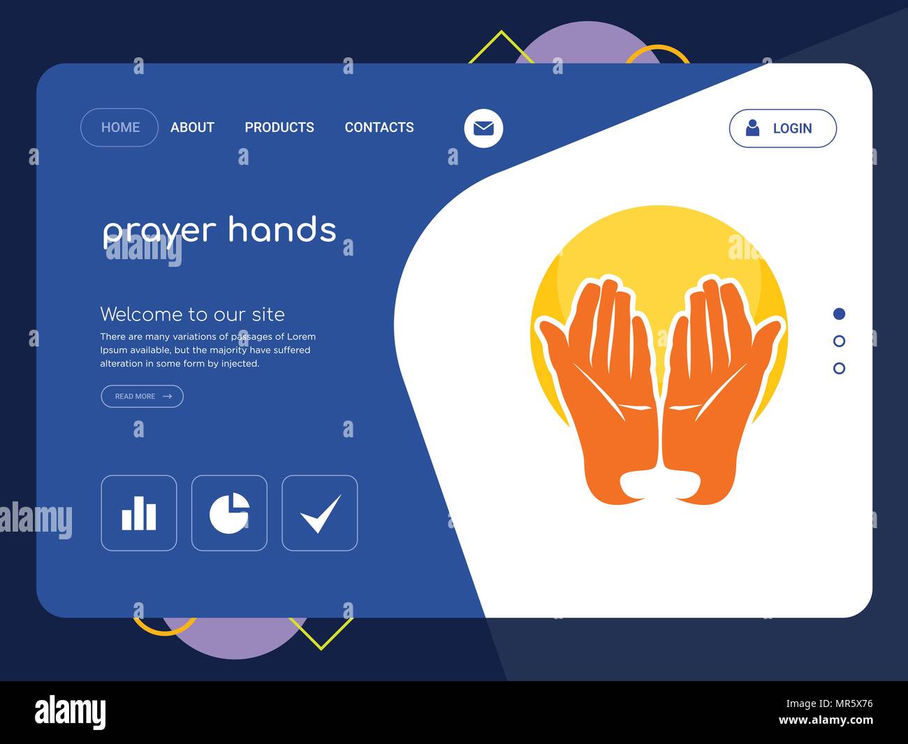 Quality One Page prayer hands Website Template Vector Eps, Modern Web ...