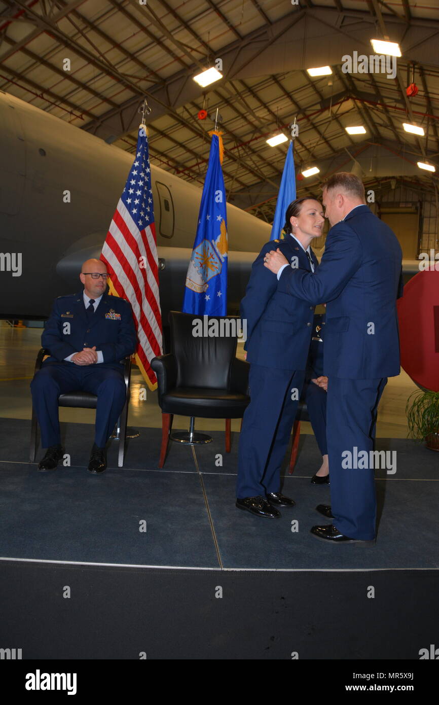 Maj. Melissa Jones, 507th Maintenance Squadron commander, stands as her ...