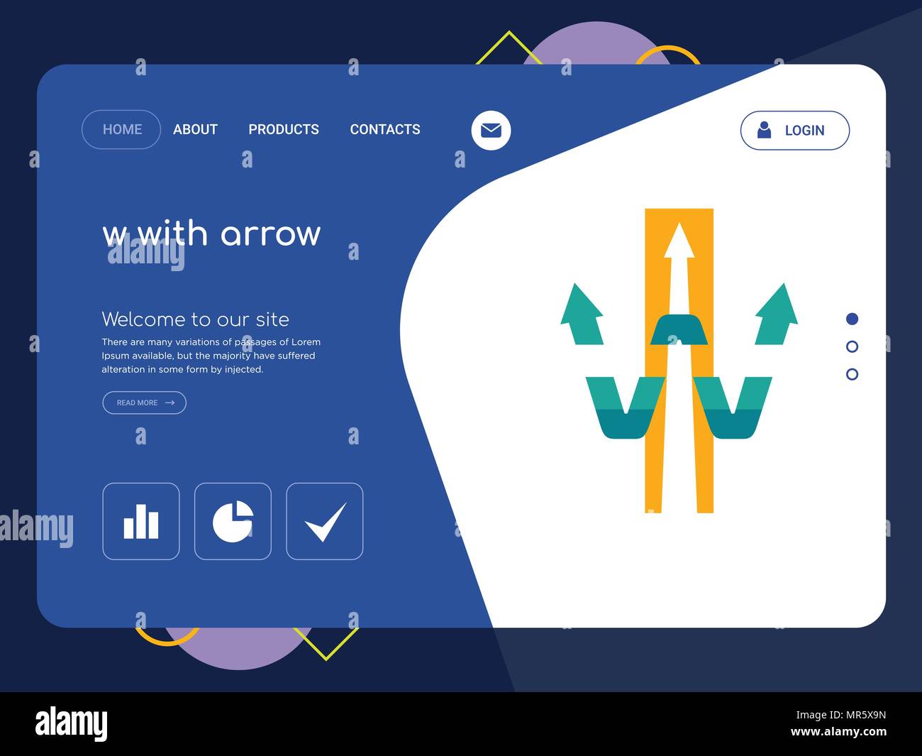 Quality One Page w with arrow Website Template Vector Eps, Modern Web ...