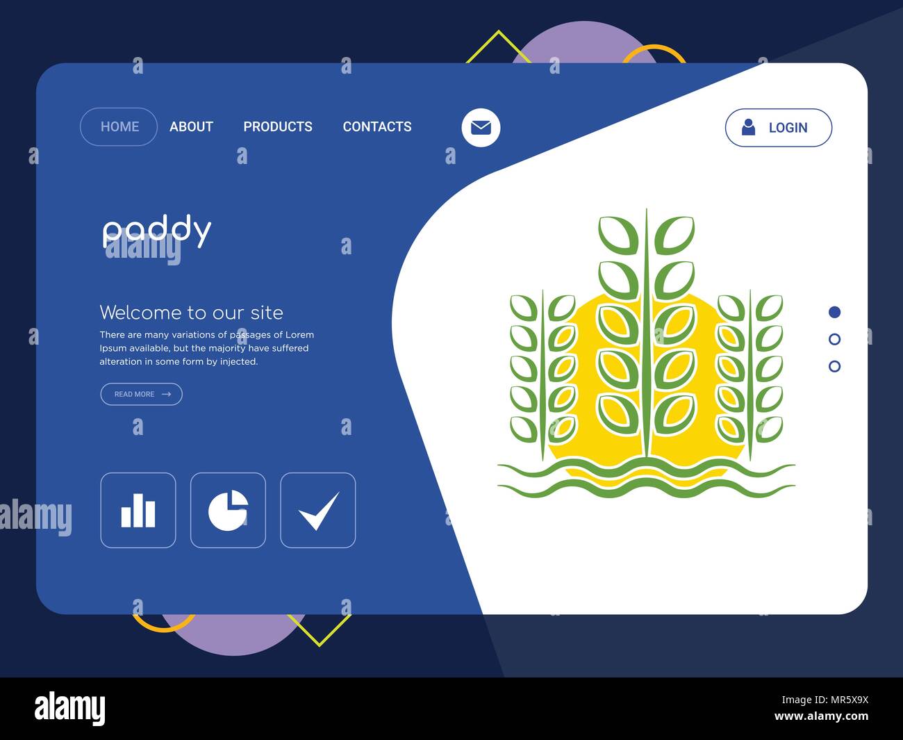 Quality One Page paddy Website Template Vector Eps, Modern Web Design with flat UI elements and ...
