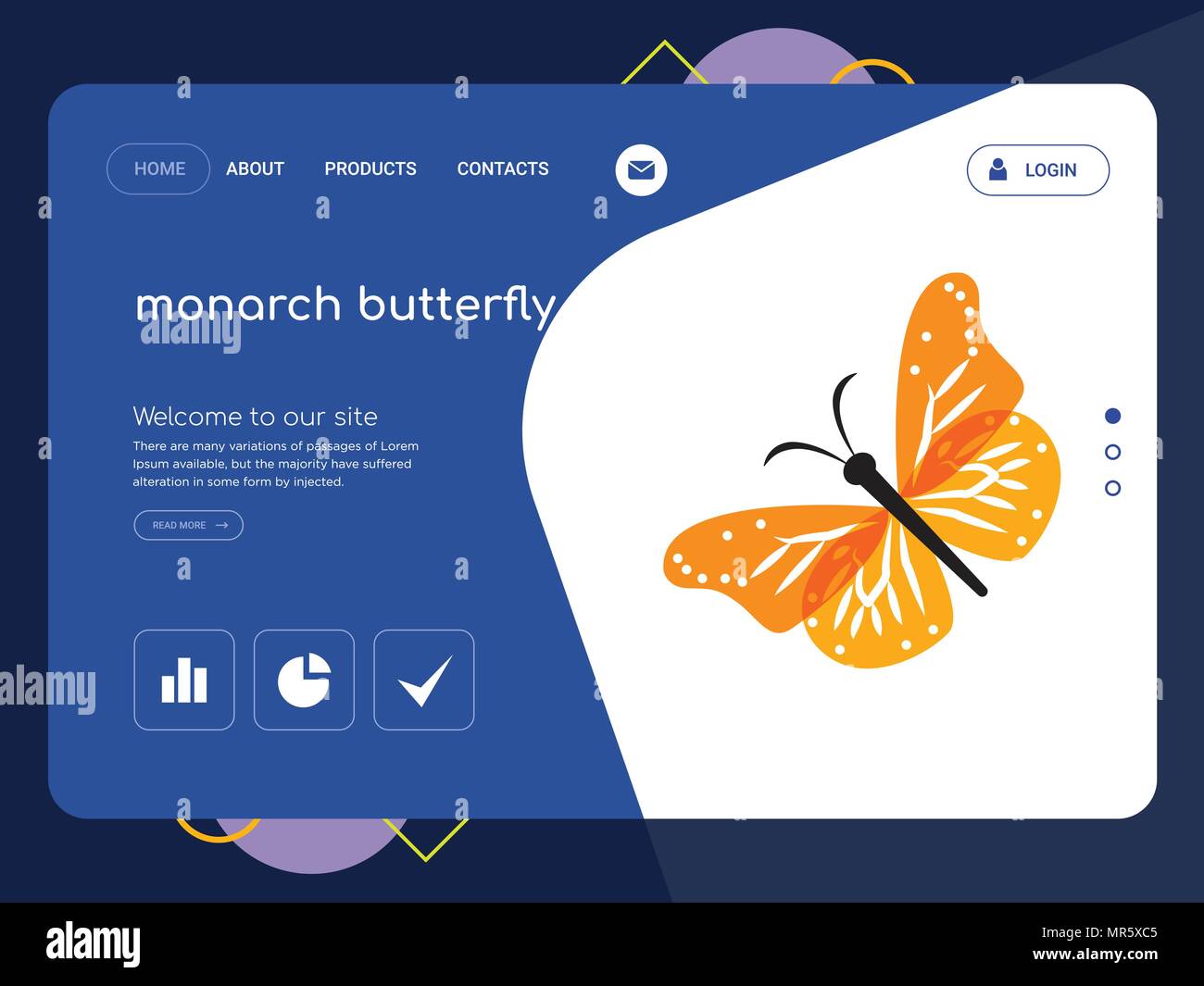 Quality One Page monarch butterfly Website Template Vector Eps, Modern ...