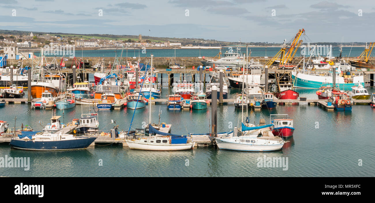 The historic fishing port of Newlyn in Cornwall, England Stock Photo ...