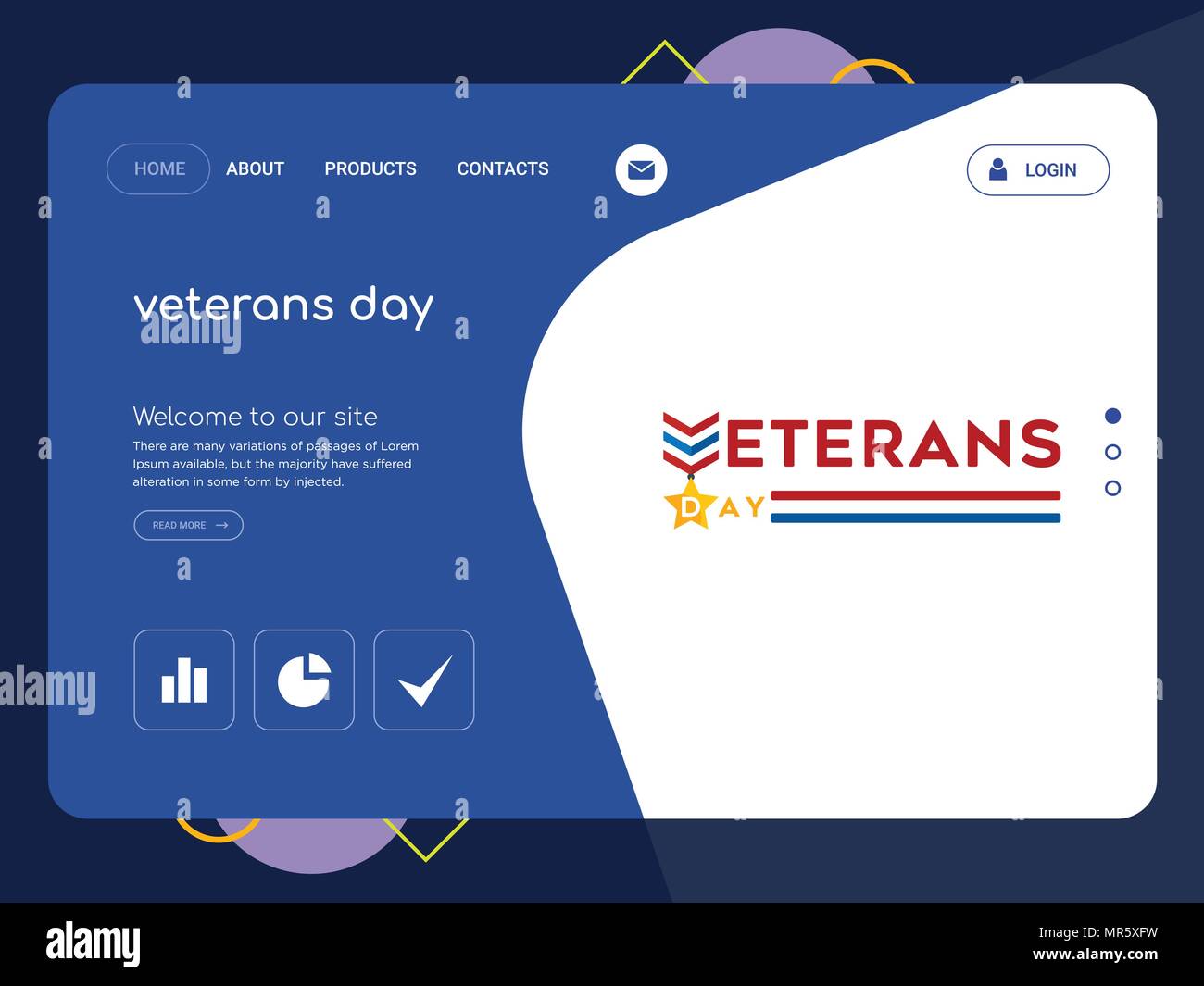 Quality One Page veterans day Website Template Vector Eps, Modern Web ...